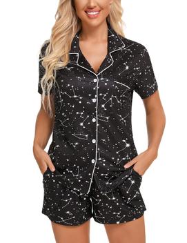 Conjunto de pijamas feminino Anjue Bride de manga curta com botões ...
