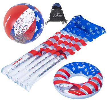 Conjunto de Piscina Swimline Patriotic American Flag - Anel de Natação ...