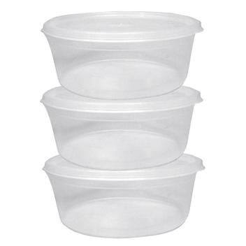 Conjunto De Pote De Plastico Oval Com Tampa 3 Pecas 1100Ml - Plasmotta ...