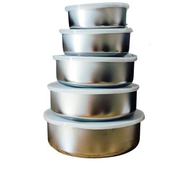 Conjunto de Potes de Inox 5 Peças Com Tampas Herméticas Resistentes e ...