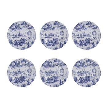 Conjunto De Pratos Rasos Toile De Jouy 6 Peças 28,5cm Alleanza Azul E ...