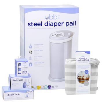 Conjunto de Presentes Fraldas Ubbi Grey Diaper Pail - Lixeira para ...