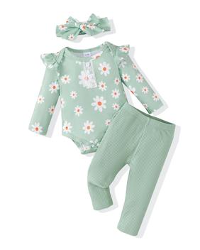 Conjunto de roupas Renotemy Infant Baby Girl 3-6 meses Daisy Green ...