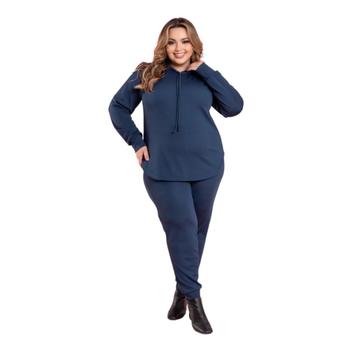 Conjunto Frio Agasalho Moletom Feminino Plus Size Blusa Capuz - Thania ...