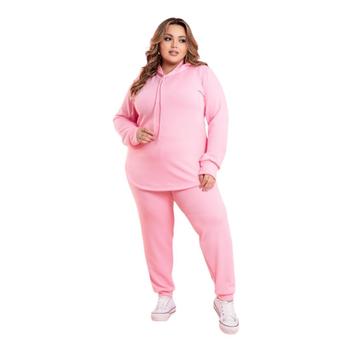 Conjunto Frio Agasalho Moletom Feminino Plus Size Blusa Capuz - Thania ...