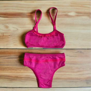 Conjunto Infantil Canelado Top e Calcinha em Algodão Infanto Juvenil ...