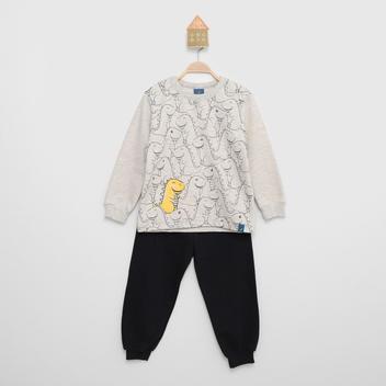 Conjunto Infantil Longo Rei Rex Blusa e Calça Moletom Dino Menino ...