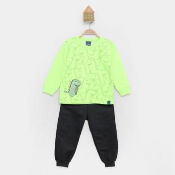 Conjunto Infantil Longo Rei Rex Blusa e Calça Moletom Dino Menino ...