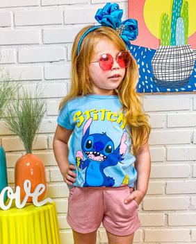 Conjunto infantil manga curta stitch - Laís Kids Store - Conjunto ...