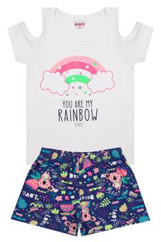 Conjunto Infantil Menina Arco Íris Branco - RAGA KIDS - Conjunto de ...