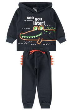 Conjunto Infantil Menino Jacaré Preto Kangulu (1 ao 12) - AP Kids ...
