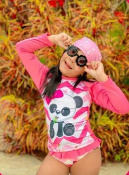 Conjunto Infantil Moda Praia/Piscina Uv50+ Camiseta Manga Longa ...