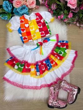 Conjunto Junino Banana Club Luxo Noiva/Noivinha Branco - Mali Modinha ...