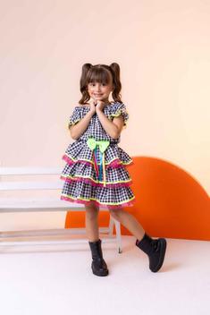 Conjunto Junino Banana Club Luxo Sofia Xadrez Preto - Mali Modinha Kids ...