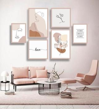 Conjunto Kit 6 Quadros Decorativos Love Faces Rosa Seco - Real Decora ...