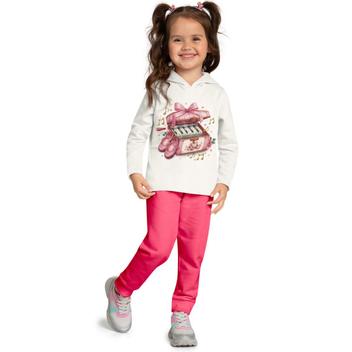 Conjunto Menina Blusa e Calça em Moletom Peluciado Off White/Rosa ...