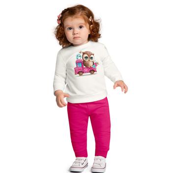 Conjunto Menina Blusa e Calça Moletom Peluciado Off White/Rosa - Kyly ...