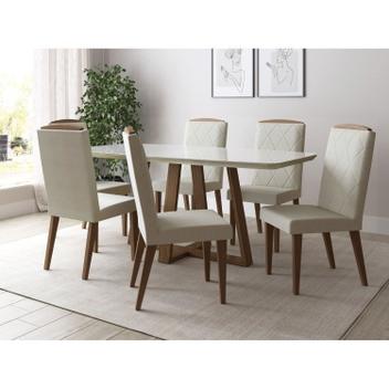 Conjunto Mesa Bennett Retangular com Tampo de Vidro 1.80 e 6 Cadeiras ...