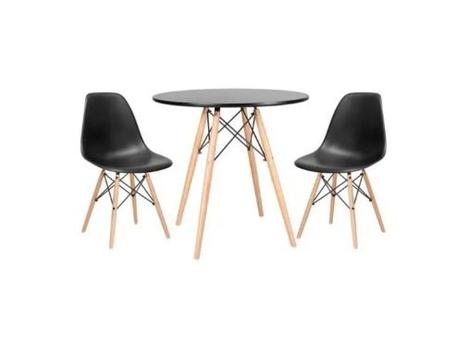 Conjunto Mesa Jantar Cozinha Eiffel Redonda 70 Cm Mdf 2 Cadeira Eames ...