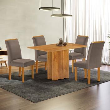 Conjunto Mesa Lorena 120cmx80cm com 4 Cadeiras Luisa Tampo Londres ...