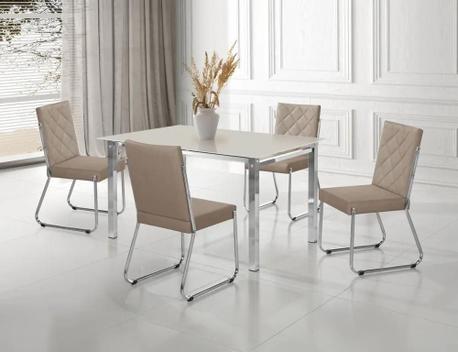 Conjunto mesa onix cr rt. 1,20x0,80 vd serig-4 cad.dallas new cr - bc ...