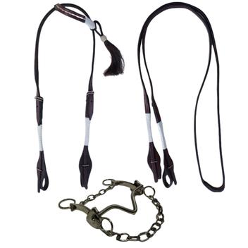 Conjunto Para Quarto de Milha Rédea e Cabeçada + Freio Água choca Leve ...