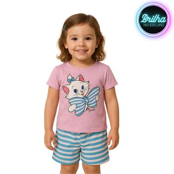 Conjunto Pijama Brilha no Escuro Personagens Menina Infantil Minnie ...