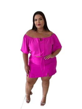Conjunto Plus Sizes de Short Saia e Cropped (Veste do 48 ao 52) - LM ...