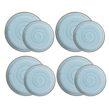 Conjunto Pratos Raso Sobremesa Cerâmica Caoba Azul 8 Peças - Corona ...