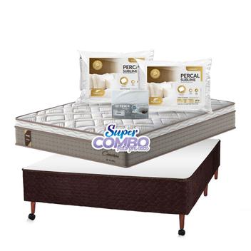 Conjunto Probel Cameron Box Castor Marrom Casal 138x188x70cm - Super ...