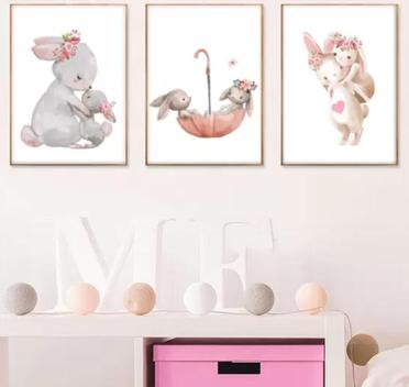 Conjunto Quadro Decorativo quarto do bebê coelhinos" - Aero Print ...