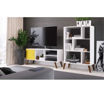 Conjunto Rack para TV 42 Polegadas e Estante 6 Nichos 380789 Espresso Móveis - Sala de Estar ...
