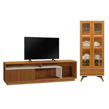 Conjunto Rack para Tv até 75 Polegadas Granada e Cristaleira 2 Portas ...