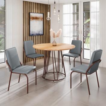 Conjunto Sala de Jantar Mesa Redonda 100cm Base Omega Tampo Mdf Malibu ...