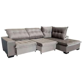 Conjunto Sofá 4 Lugares Qatar 253 Sol Cinza - SOL ESTOFADOS - Sala de ...