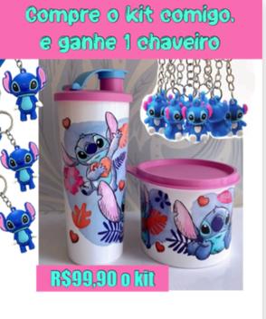 Conjunto stitch + chaveiro - tupperware - Tuperware - Chaveiro ...