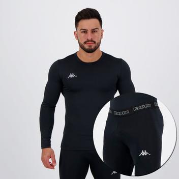 Conjunto Térmico Kappa Camisa e Calça Preta - Conjunto de Roupa Fitness ...
