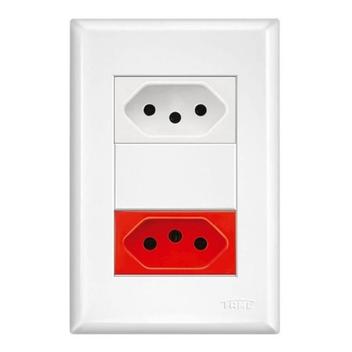 Conjunto Tomada Dupla Placa 4x2 10A + 20A Vermelha Evidence - Fame ...