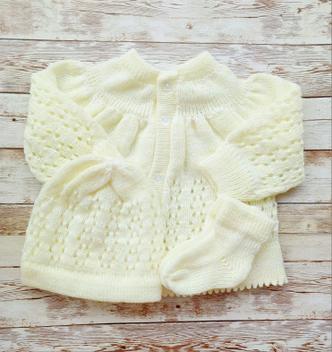 Conjunto Tricô De Lã Bebê Agasalho Gorro e Sapatinho Inverno - Lubaby ...