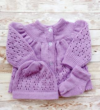 Conjunto Tricô De Lã Bebê Agasalho Gorro e Sapatinho Inverno - Lubaby ...