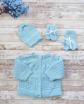 Conjunto Tricô lã Bebê 3 pçs Agasalho gorro e sapatinho - Lubaby ...