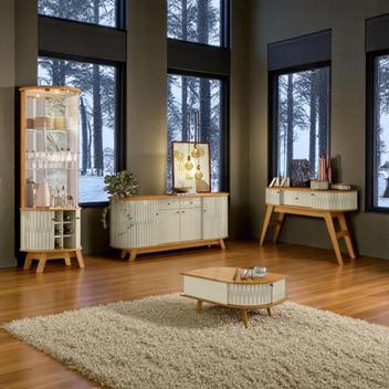 Conjunto Turim c/ Buffet Verona c/ Cristaleira Nina c/ Mesa de Centro Cumaru/Opala - Mobiliar ...