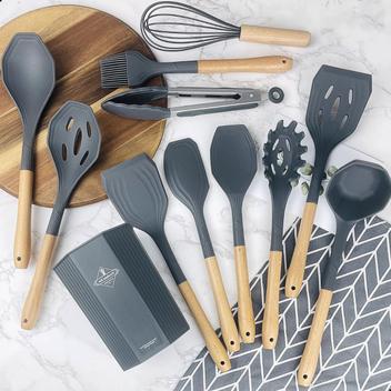 Conjunto Utensílios Profissional 12 Peças Cozinha Silicone CINZA Talher ...