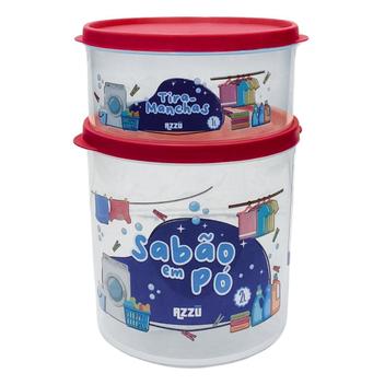 Conjunto Wipe Pote Porta Sabão em Pó 2L + Pote Porta Tira Manchas 1L ...