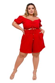 Conjuntos Femininos Plus Size Short E Cropped Com Lastex - Thania Moda ...