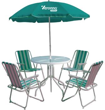 Conjuto De Mesa Com 4 Cadeiras + Guarda Sol - Veronna - Móveis para ...