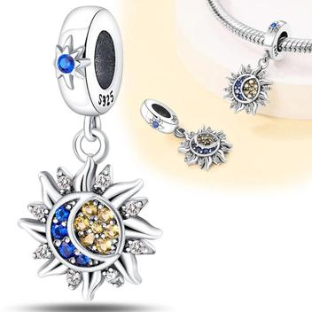 Contas de sol e lua cor prata cabem em amuletos pandora pulseira ...
