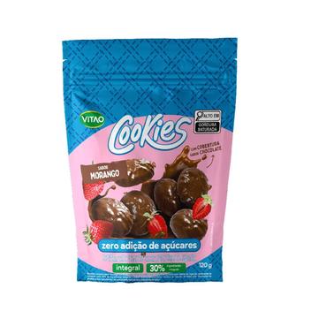Cookies Zero Açúcar Sabor Morango Cobertura Chocolate 120G - Vitao ...