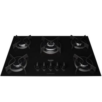 Cooktop 5 Bocas Preto com Mesa de Vidro e Tripla Chama Dako Supreme ...