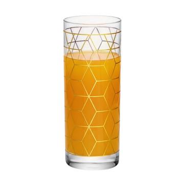 Copo Alto de Vidro para Drink 330ml Transparente Dourado Cube Wolff ...